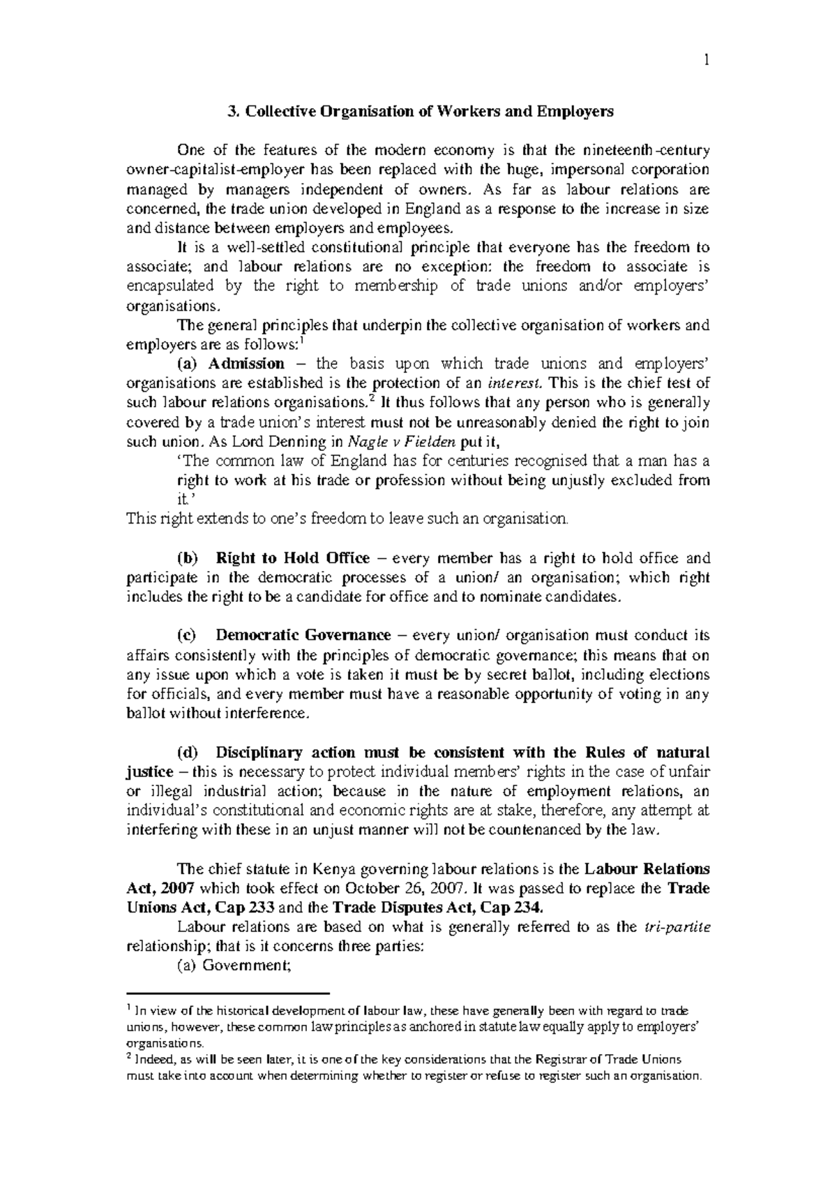 Collective Organisation OF Workers AND Employers - Collective ...