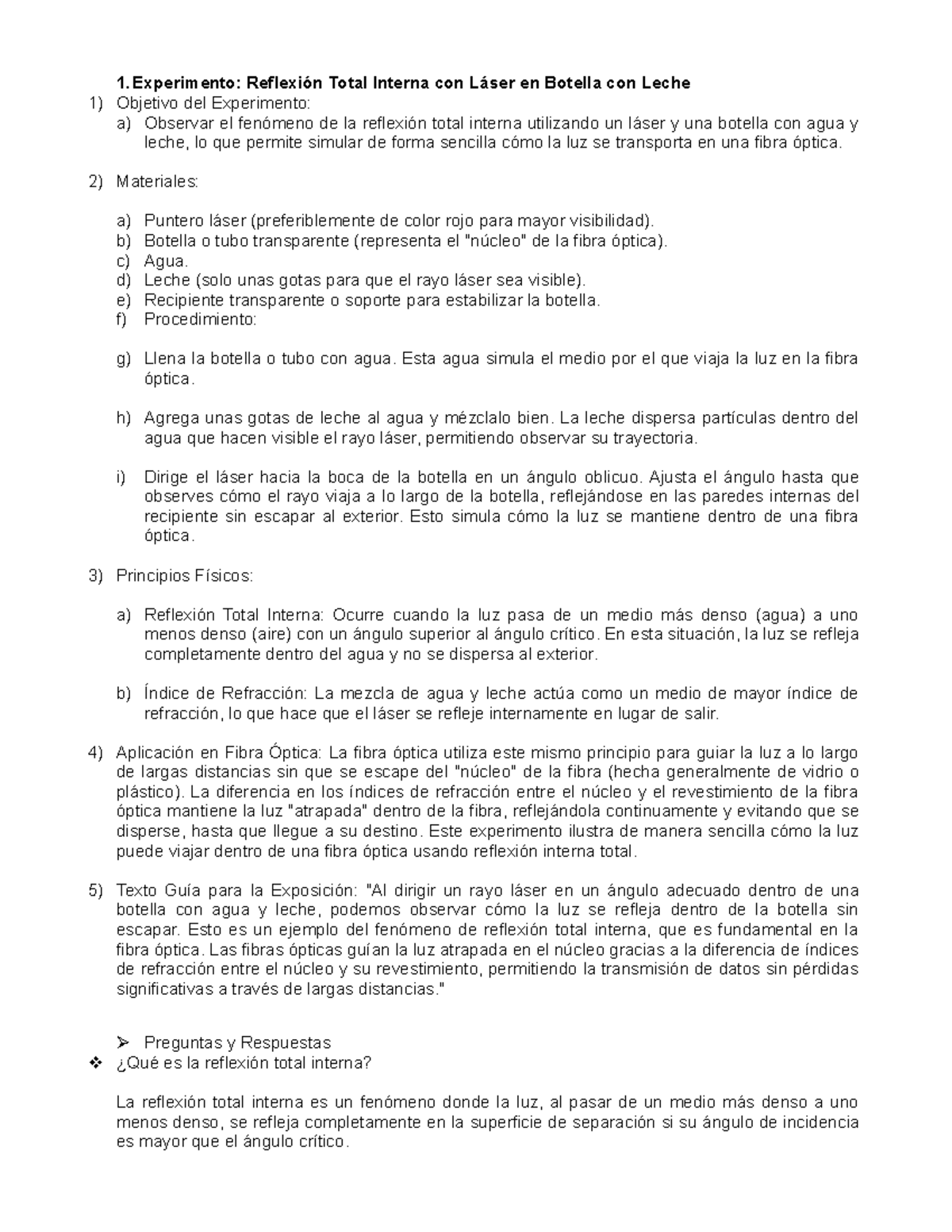 Experimentos - asdasdasdasdad - Experimento: Reflexión Total Interna ...