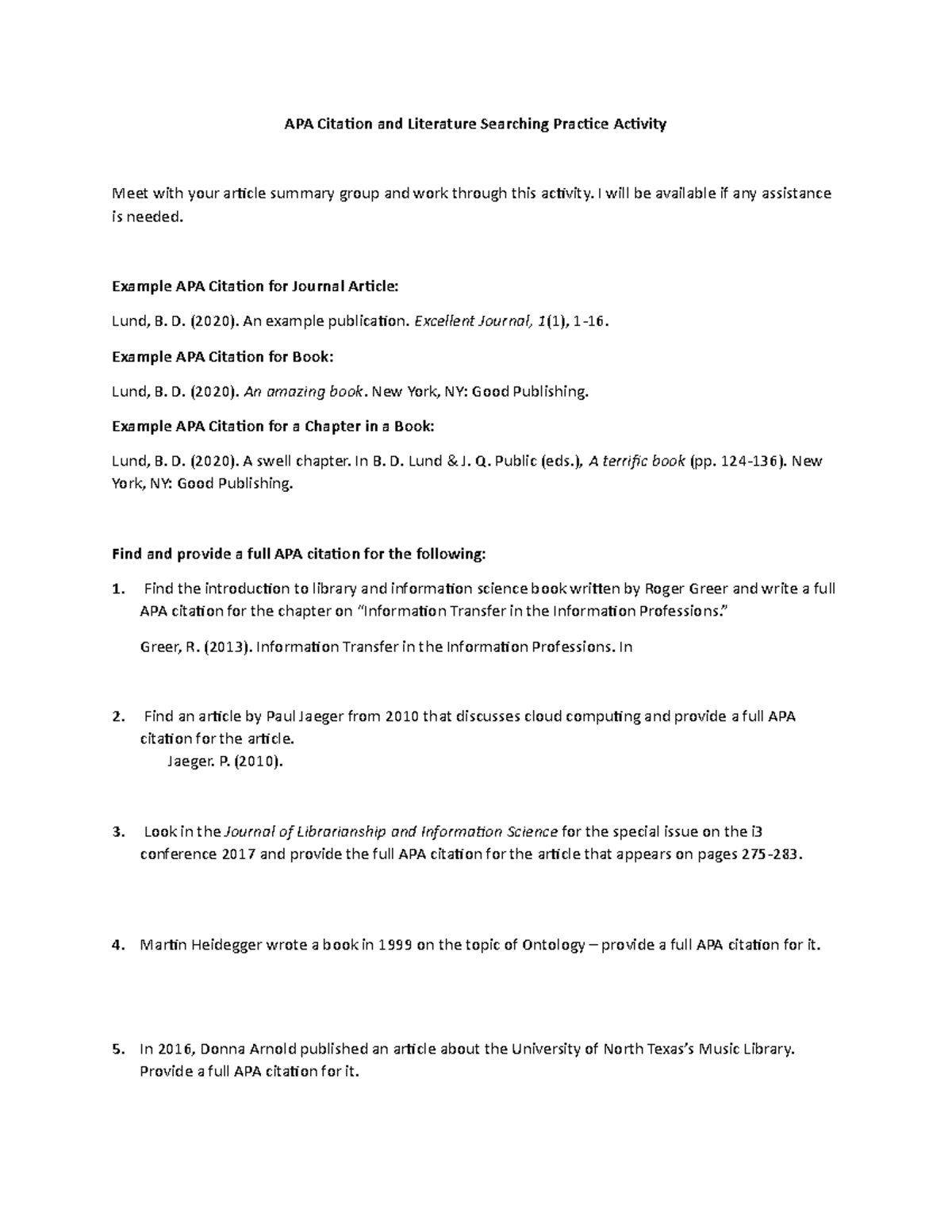 Week 2 Activity - for documentation - APA Citation and Literature ...