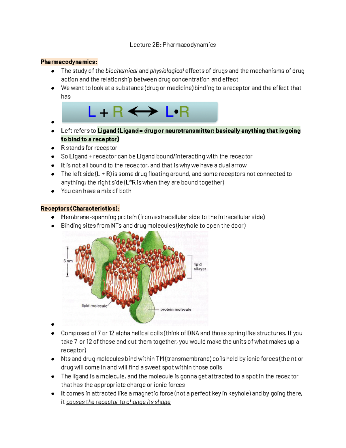 Lecture 2B Pharmacodynamics - Lecture 2B: Pharmacodynamics ...