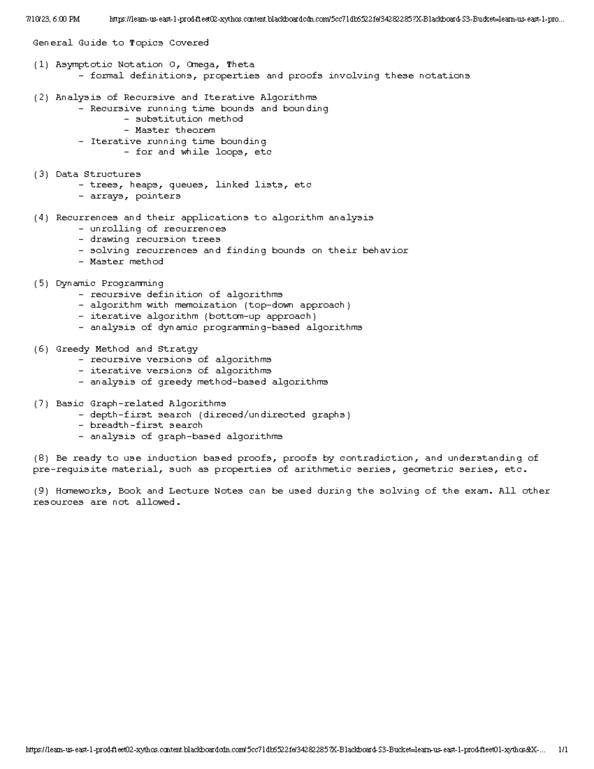 Midterm-MCS401 - Midterm Review - 7/10/23, 6:00 PM - Studocu
