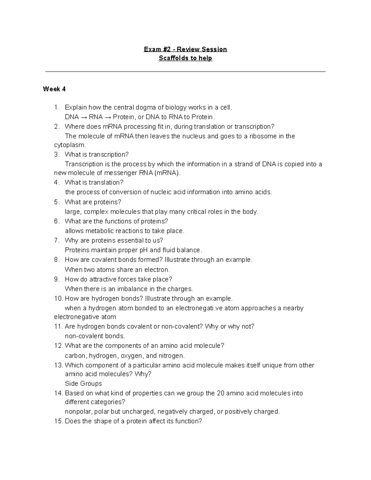 Review Session - Exam 3 - Exam #2 - Review Session Scaffolds to help ...