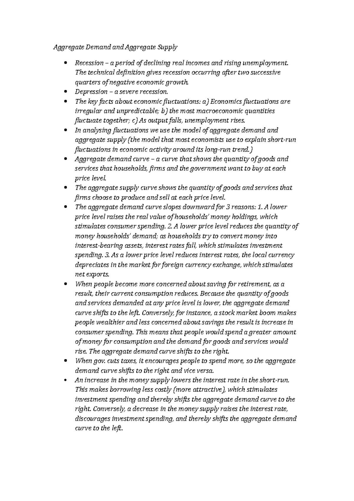 Aggregate Demand and Aggregate Supply - The technical definition gives ...