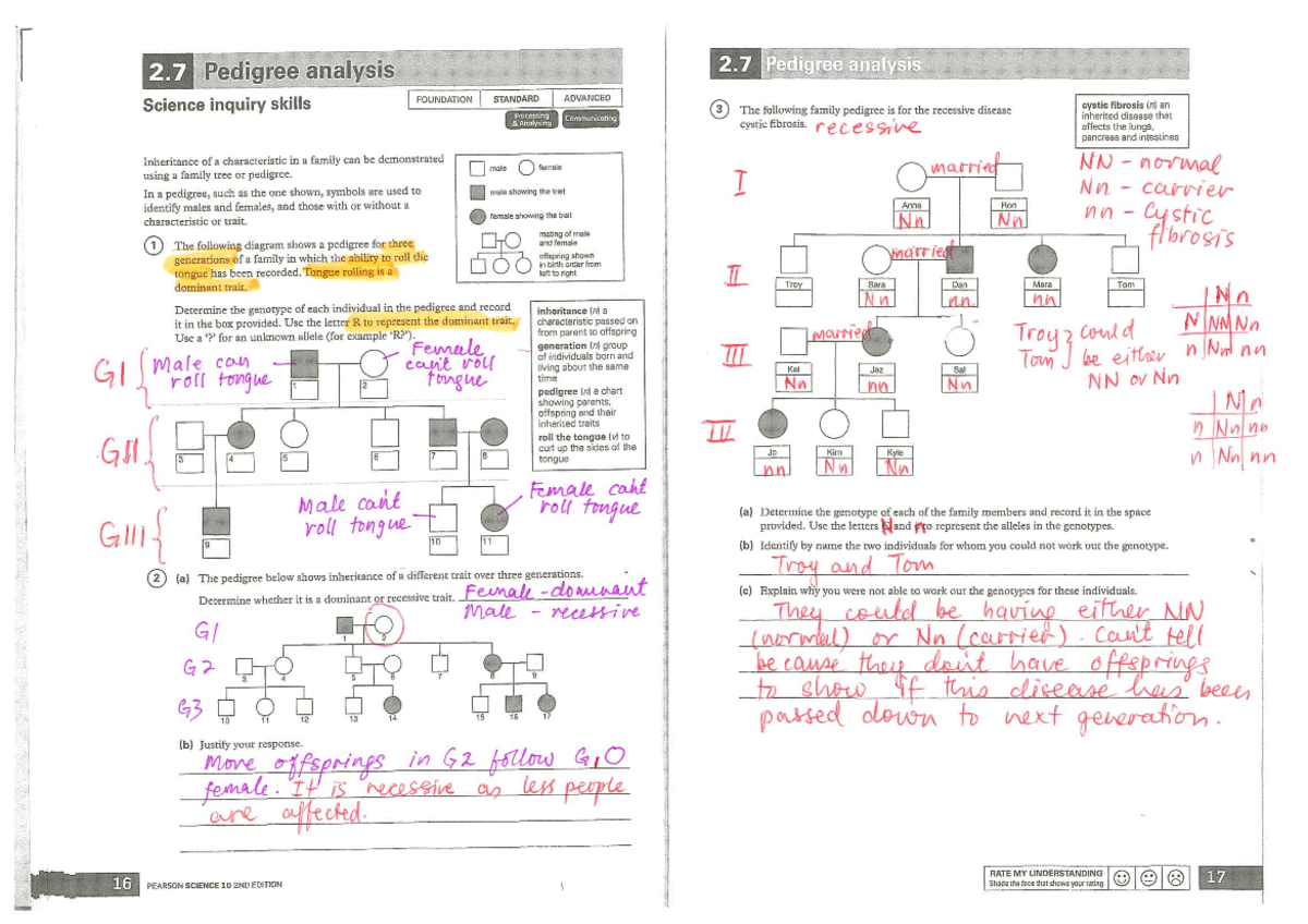 2.7 Pedigree Analysis Answer - 2 Pedigree analysis 2 Pedigree analysis ...