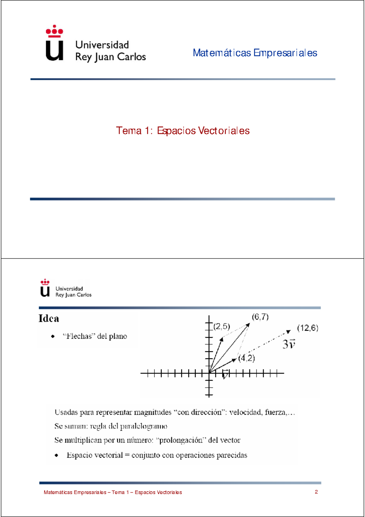 Tema 1. Espacios vectoriales - Álgebra Lineal - Tema 1: Espacios Vect ...
