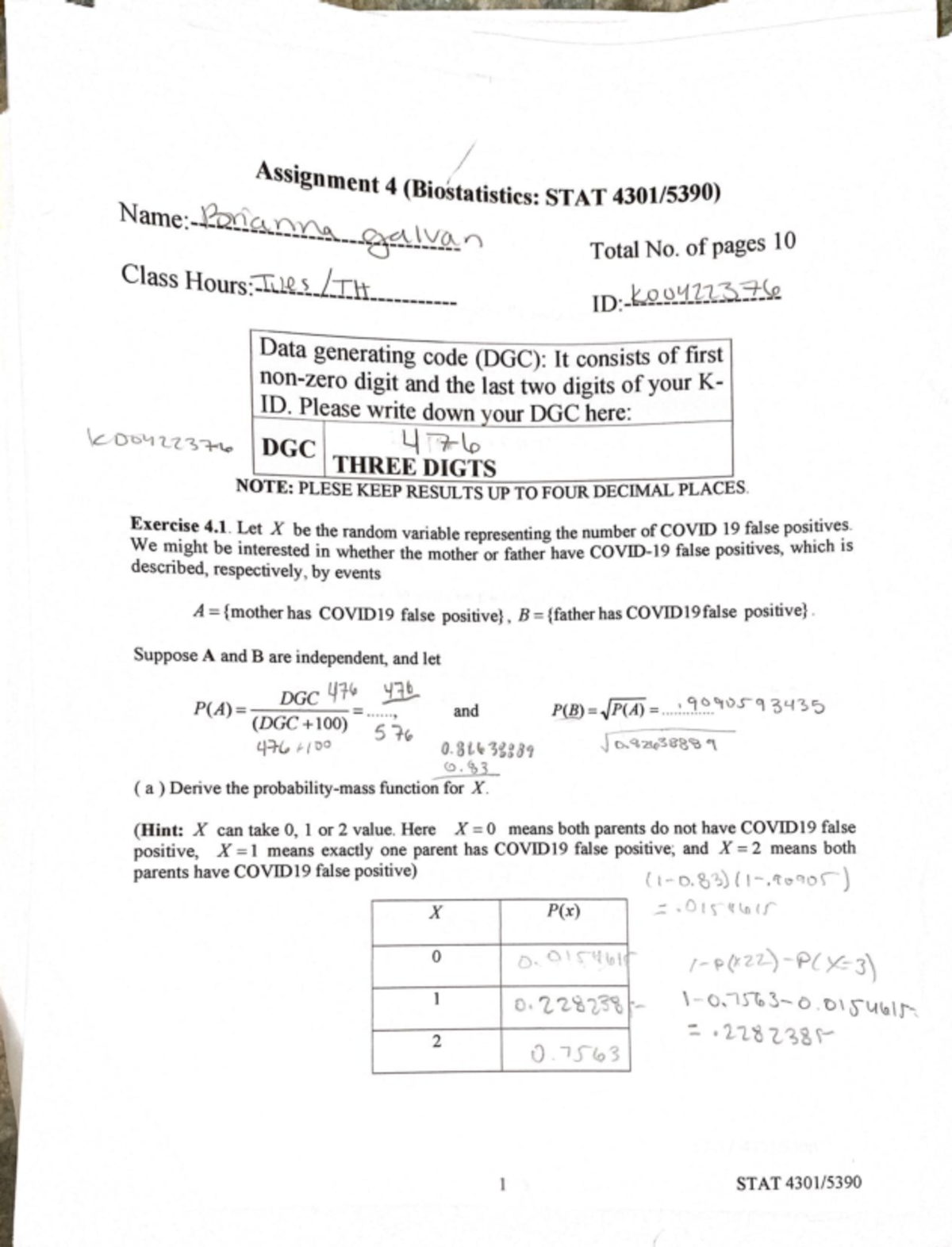Exam-1 Question1.1 - STAT 4301 - Studocu