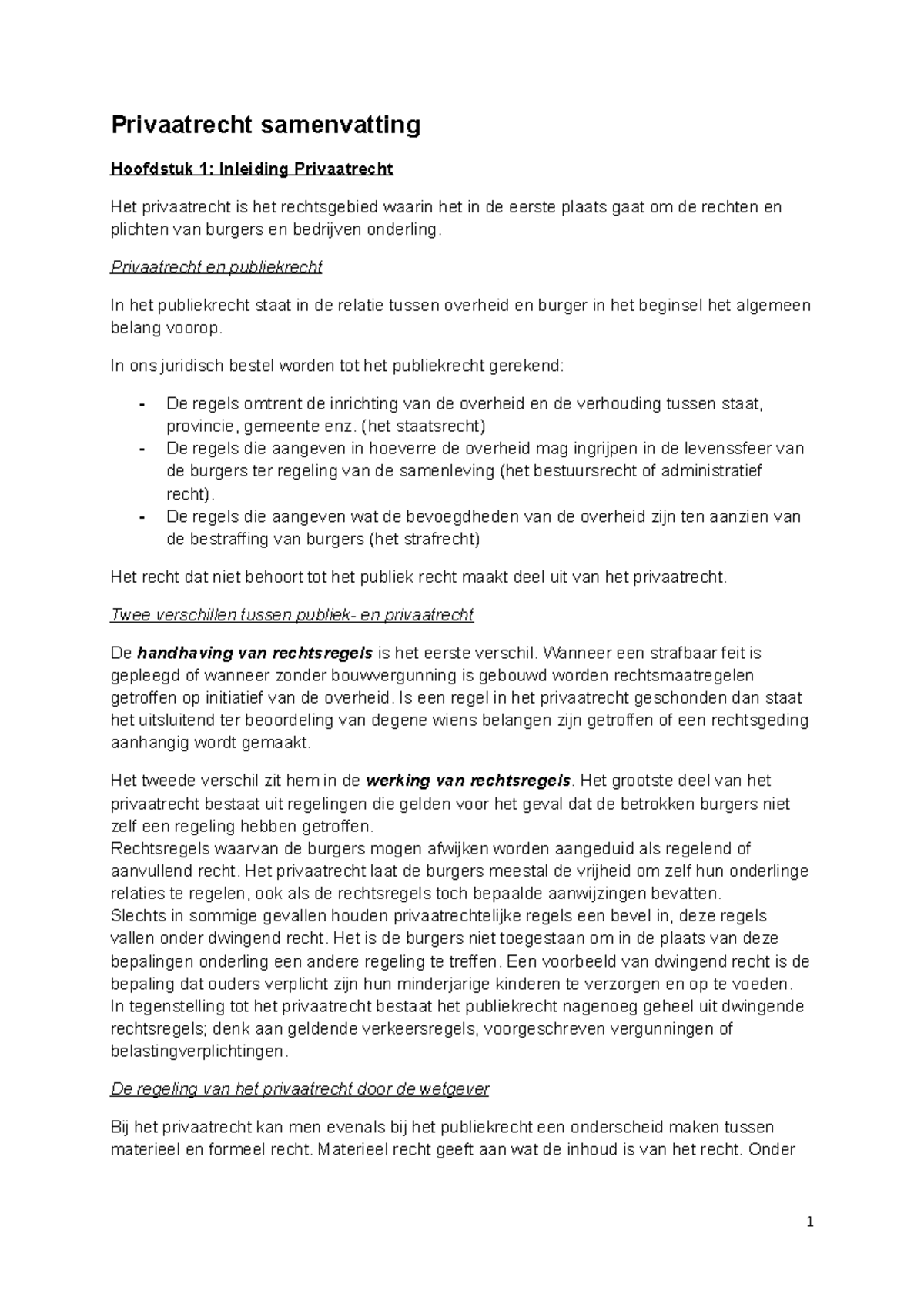 Privaatrecht samenvatting - Privaatrecht en publiekrecht In het ...