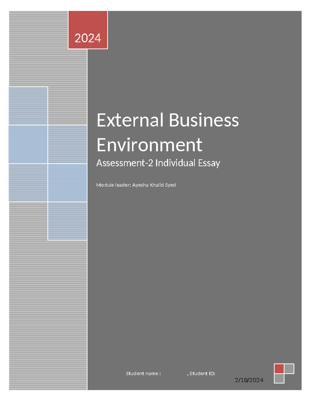 Structure OF EBE Assessment 2 - External Business Environment ...