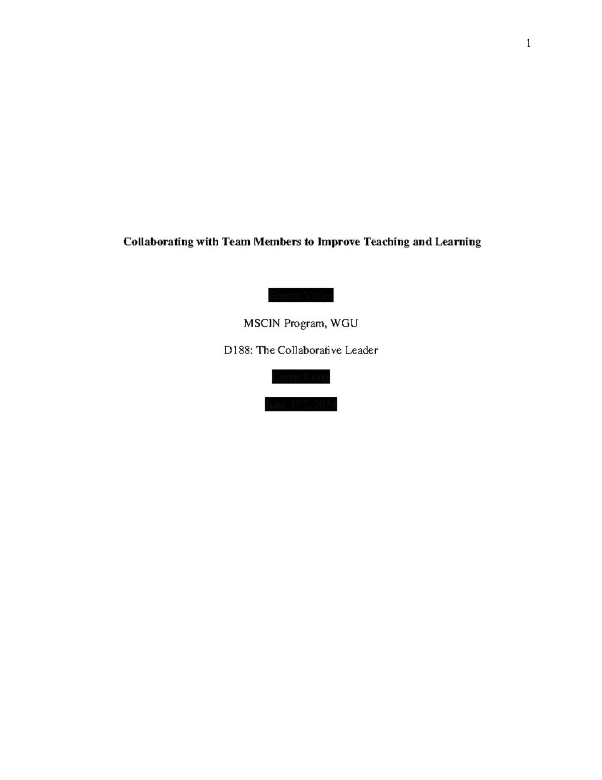 D188 Task 1 - Passed - Collaborating with Team Members to Improve ...