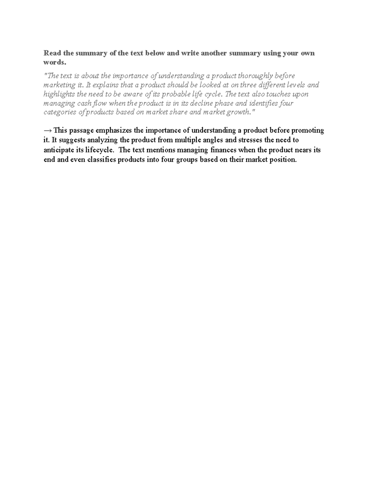Summary - Bài tập LMS - Read the summary of the text below and write another summary using your ...