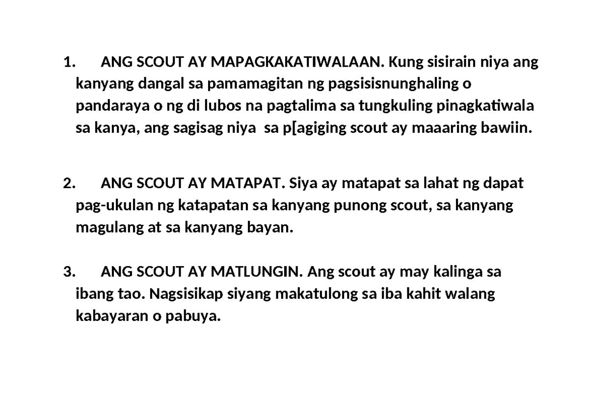 ANG Scout AY Mapagkakatiwalaan - ANG SCOUT AY MAPAGKAKATIWALAAN. Kung ...