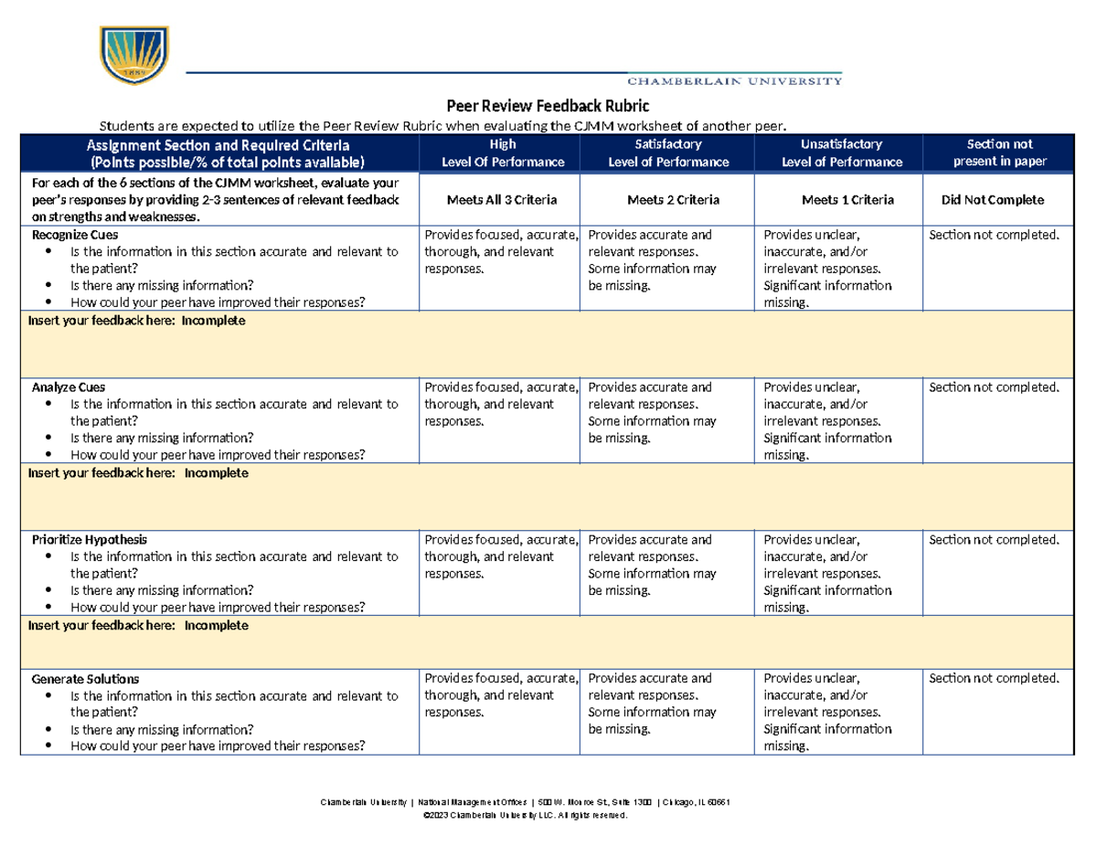Peer Review Feedback Worksheet (2) nr326 - i-Human Patients® Assignment ...