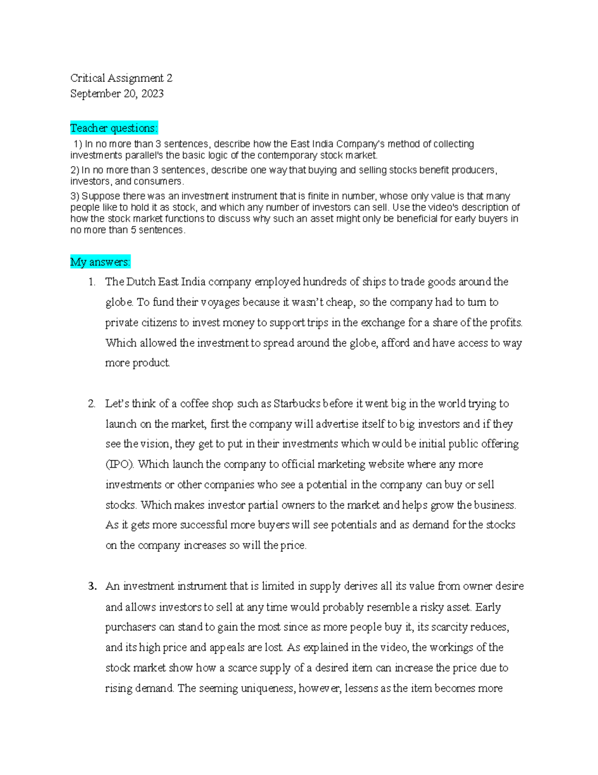 Critical Assignment 2 - it's really self-explanatory the questions ...