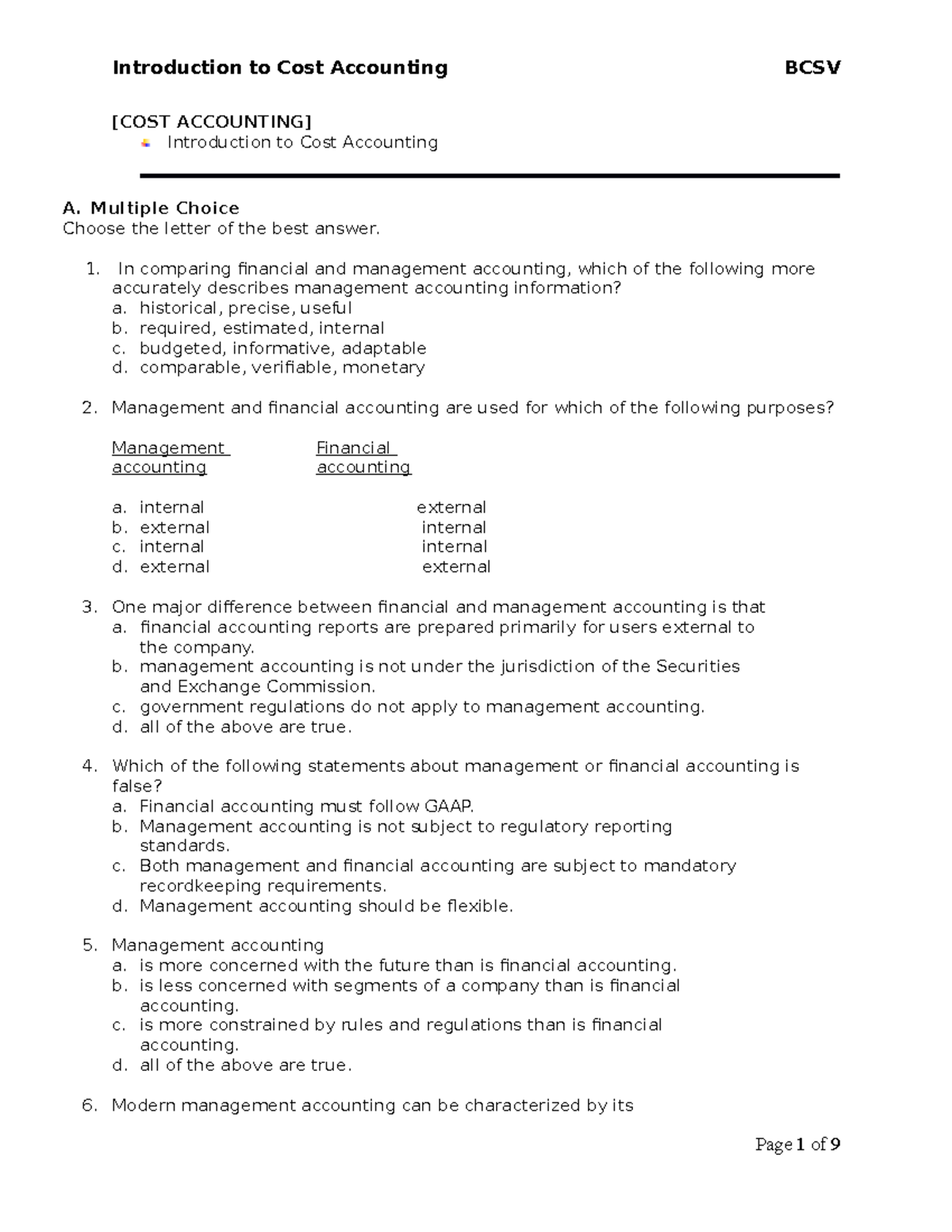 COST ACCOUNTING REVIEWER FOR SY 2018 - [COST ACCOUNTING] Introduction ...