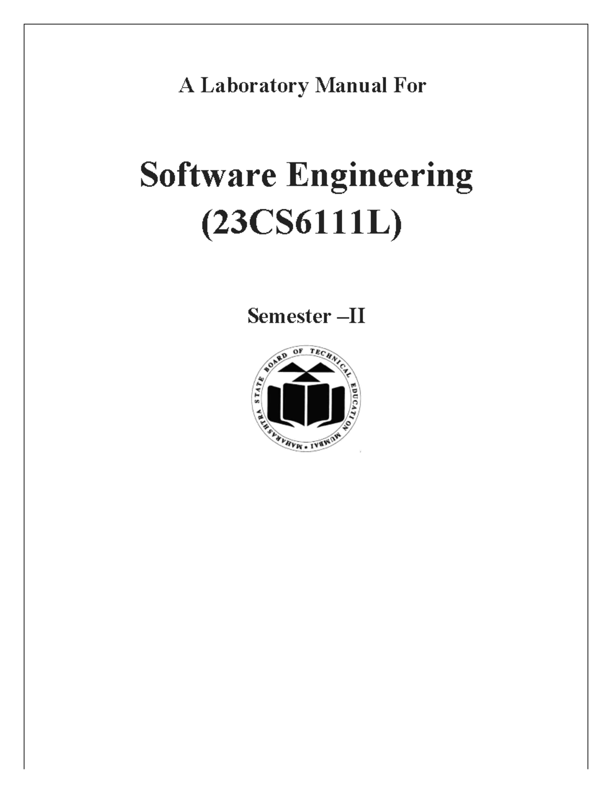 ASE Lab Mannual - A Laboratory Manual For Software Engineering (23CS6111L) Semester –II PRATICAL ...
