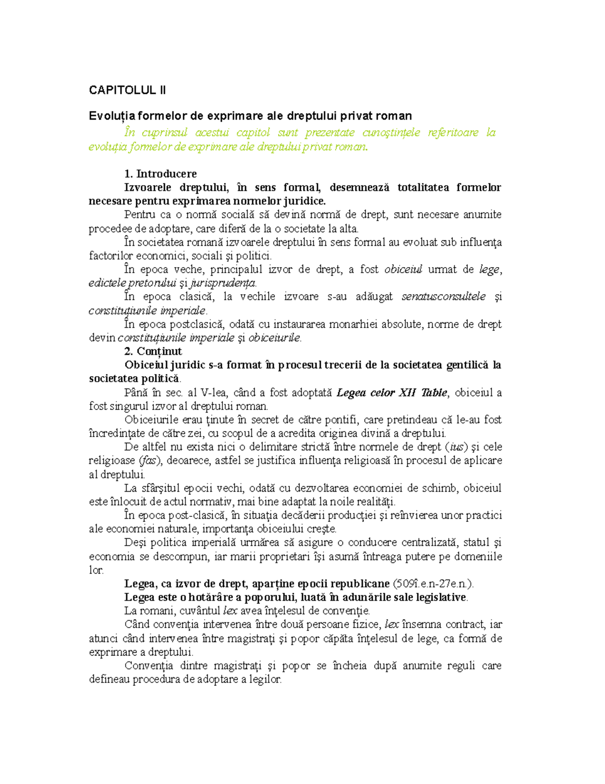 CURS II - Al doilea curs in cadrul Dreptului Roman - CAPITOLUL II ...