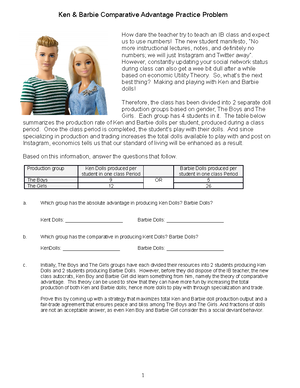 Comparative Advantage Activity - Comparative Trade Activity The table ...