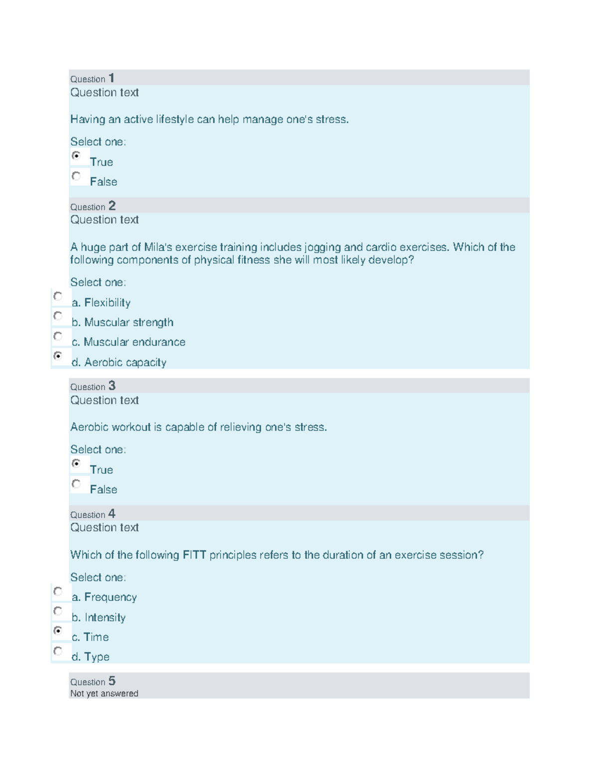 Pdfcoffee - P.E week 1-9 - Question 1 Question text Having an active lifestyle can help manage ...
