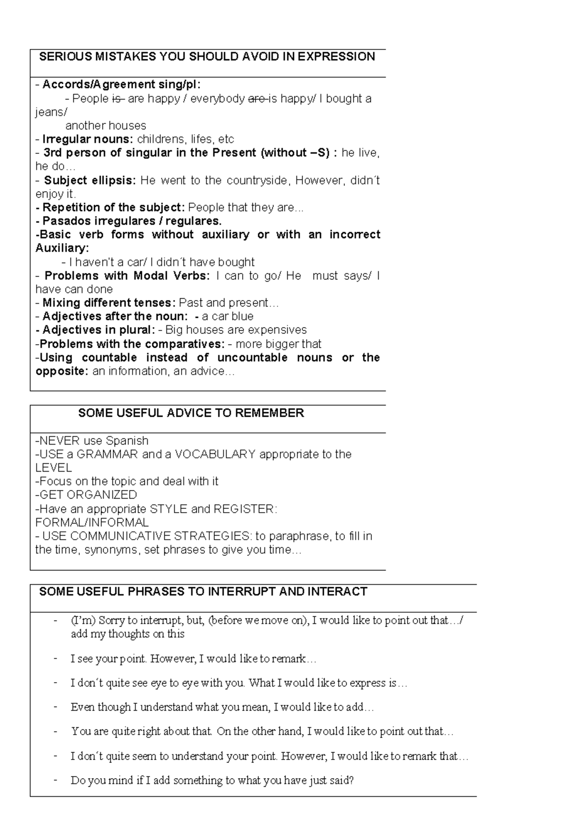 Mistakes TO Avoid AND Expressions TO Interrupt - SERIOUS MISTAKES YOU ...
