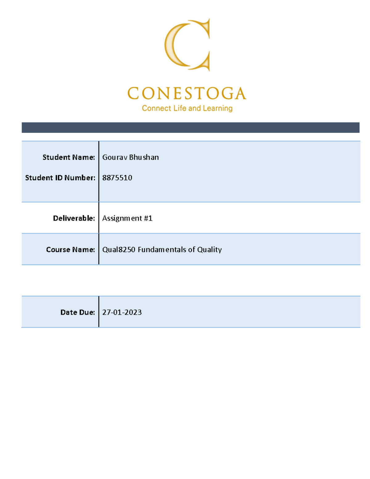 Assignment #1 - Operations Management - Student Name: Student ID Number ...