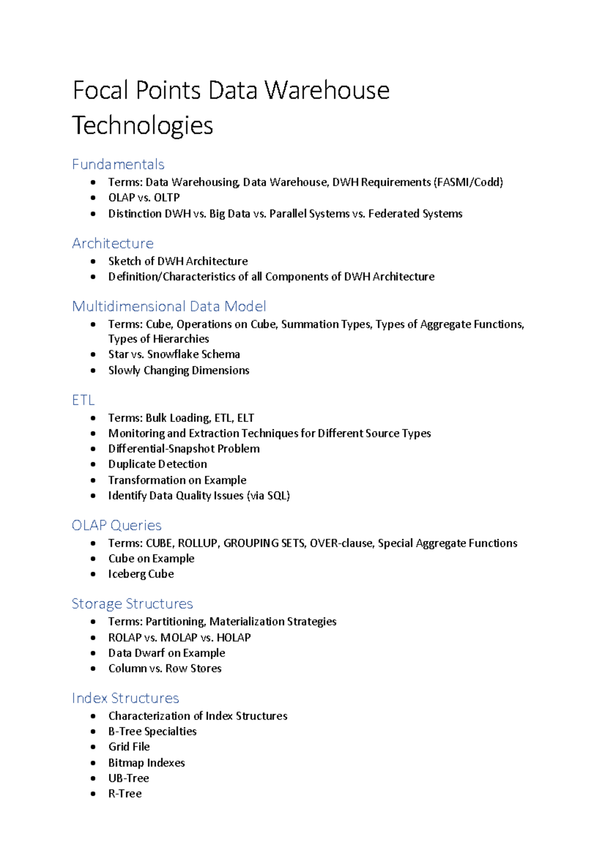 Focal-Points-DWH - Focal Points for the exam - Focal Points Data ...