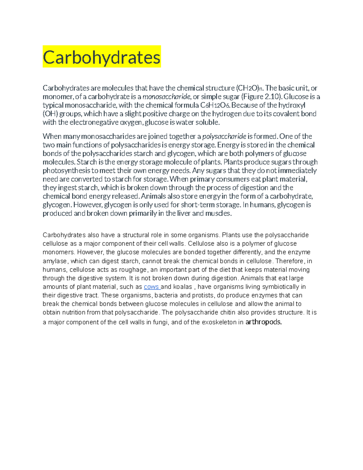 Carbohydrates - Carbohydrates Carbohydrates are molecules that have the ...