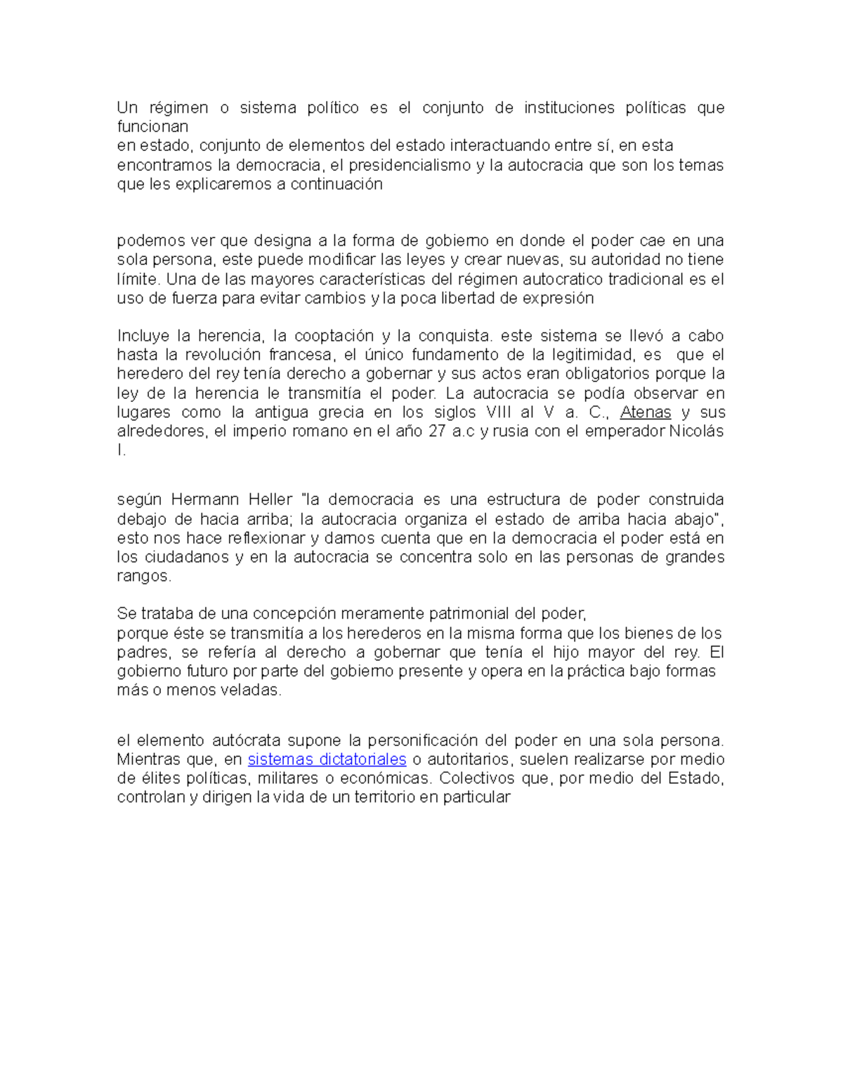 Autocracia expo - Un régimen o sistema político es el conjunto de ...