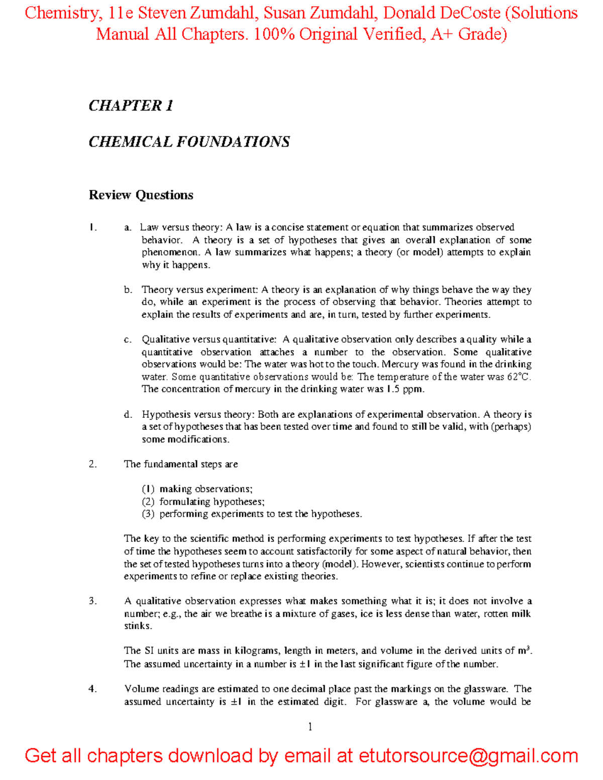 Solutions Manual for Chemistry, 11e Steven Zumdahl, Susan Zumdahl ...