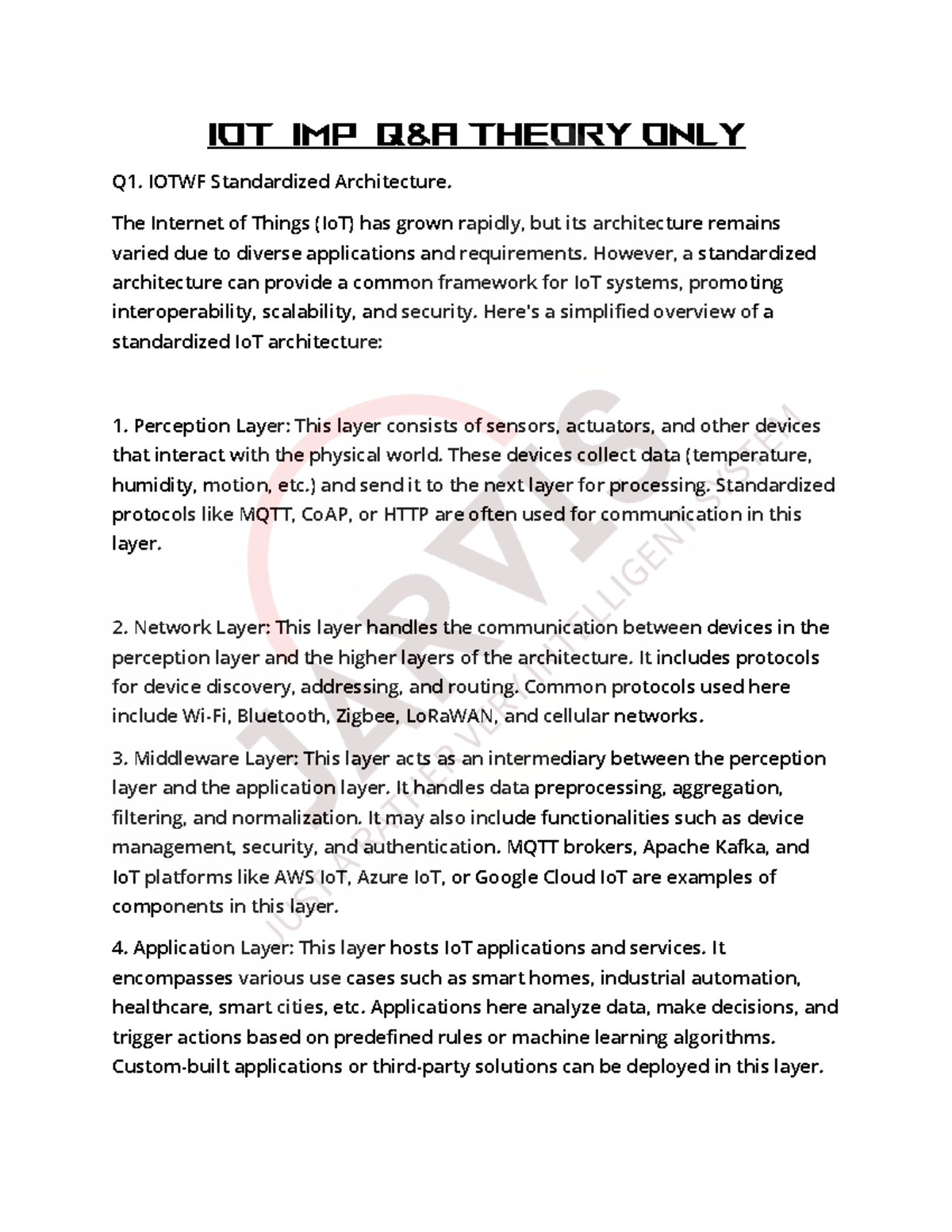 IOT IMP - Practical - Q1. IOTWF Standardized Architecture. The Internet of Things (IoT) has ...