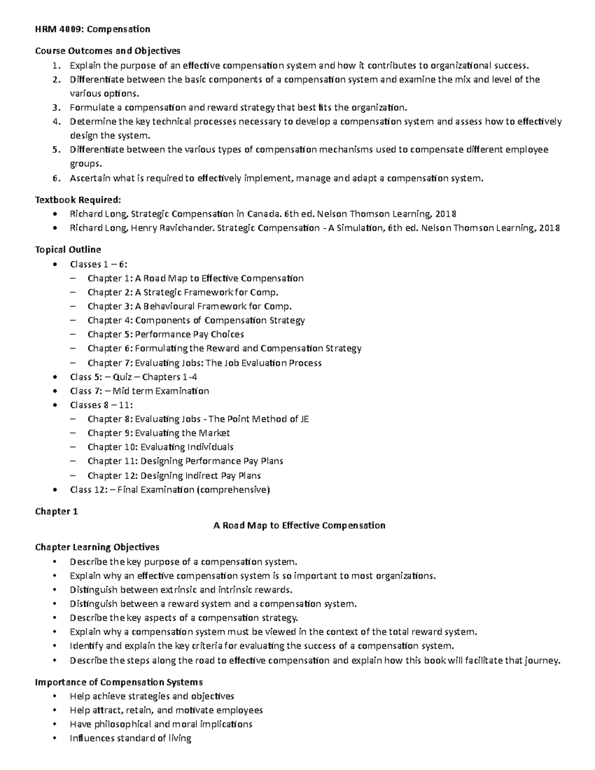 Chapter 1 A Road Map to Effective Compensation - HRM 4009: Compensation ...