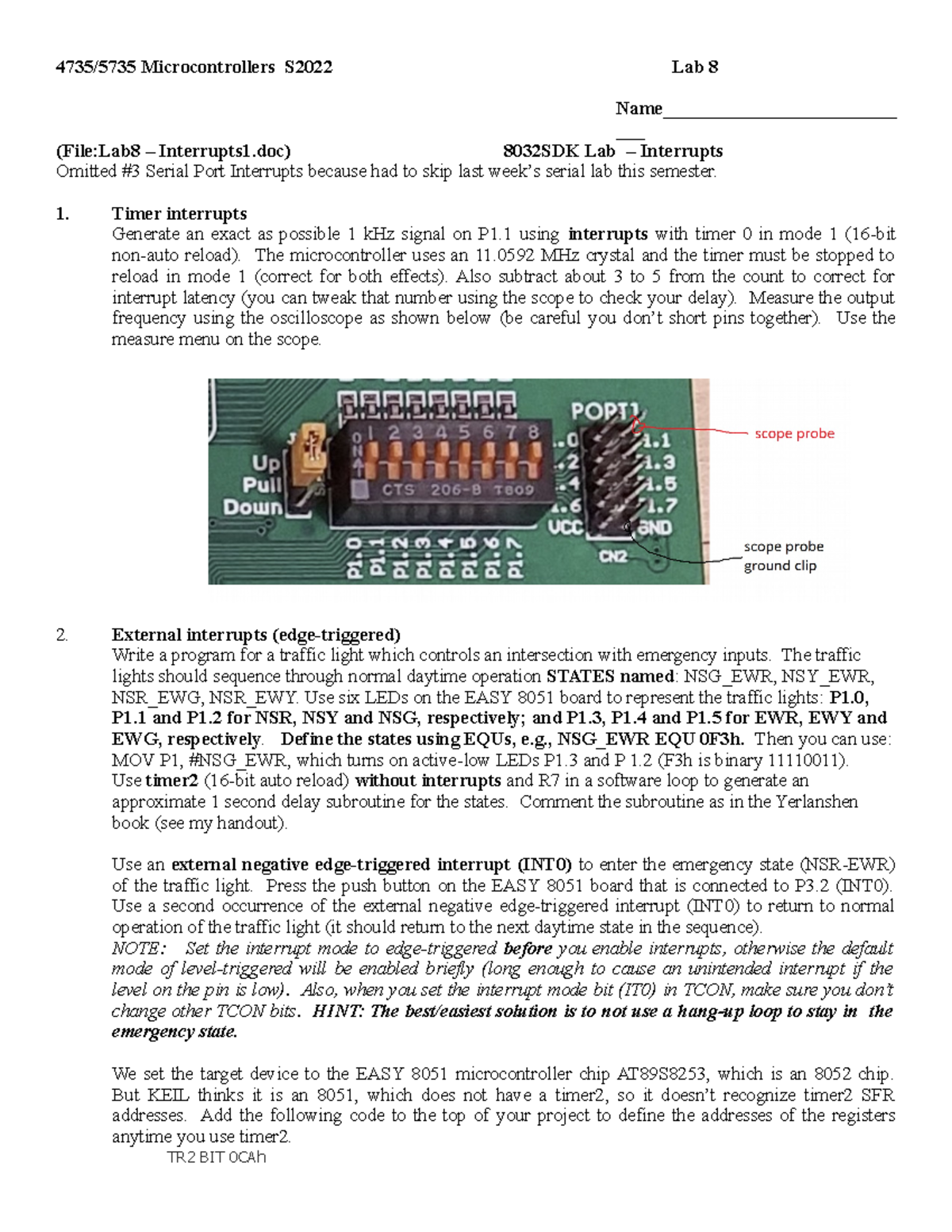 Lab8 - Interrupts 1 S2022 - 4735/5735 Microcontrollers S2022 Lab 8 Name ...