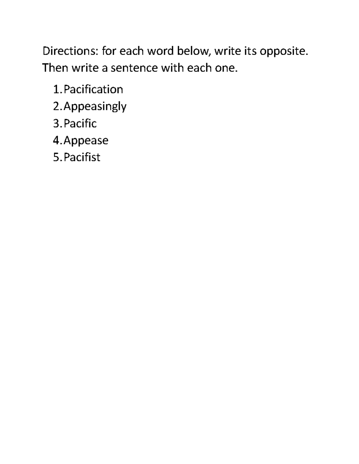 10th grade - actividades ingles - Directions: for each word below ...