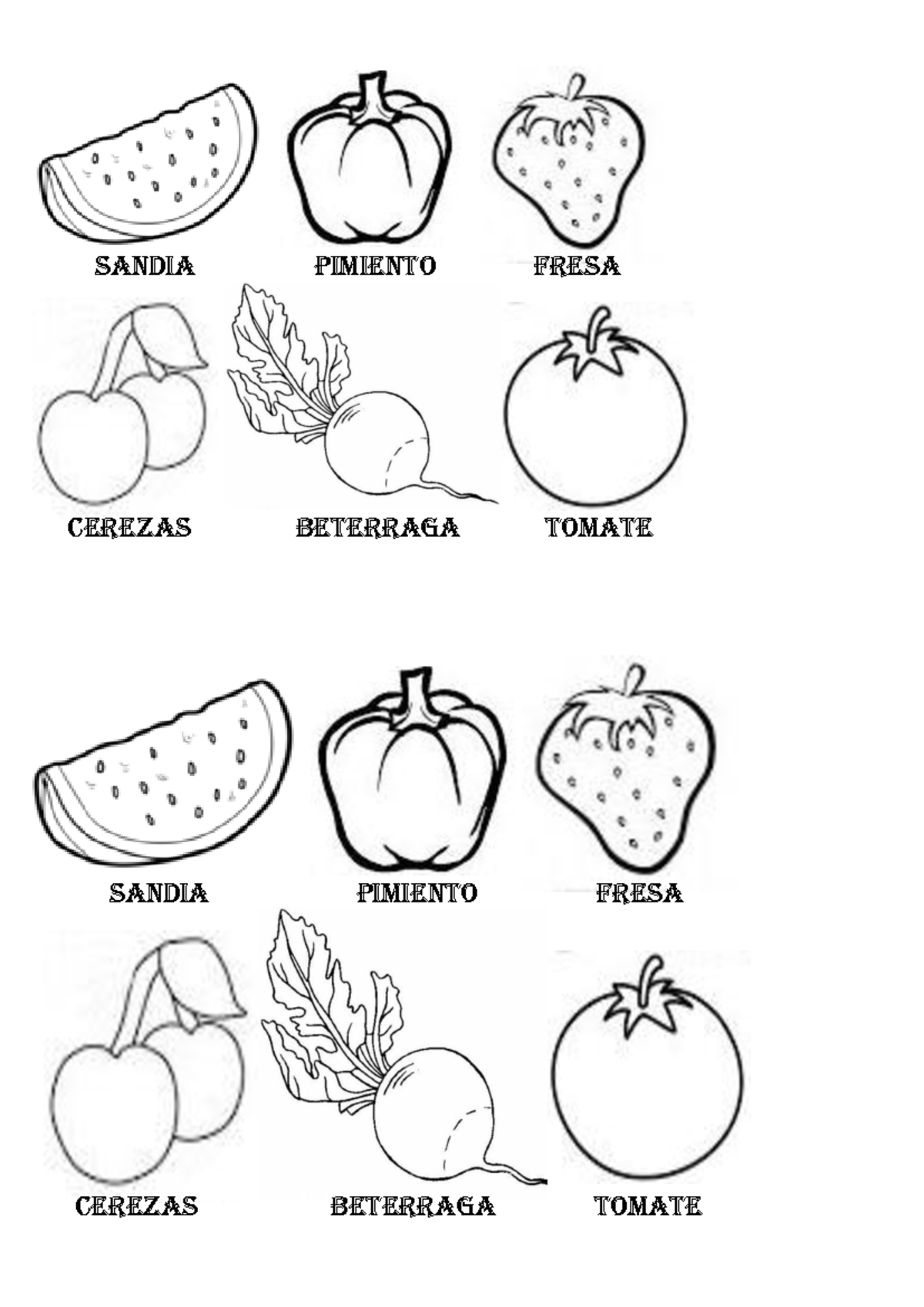 Frutas Y Verduras DE Color ROJO - Matemática - SANDIA PIMIENTO FRESA ...