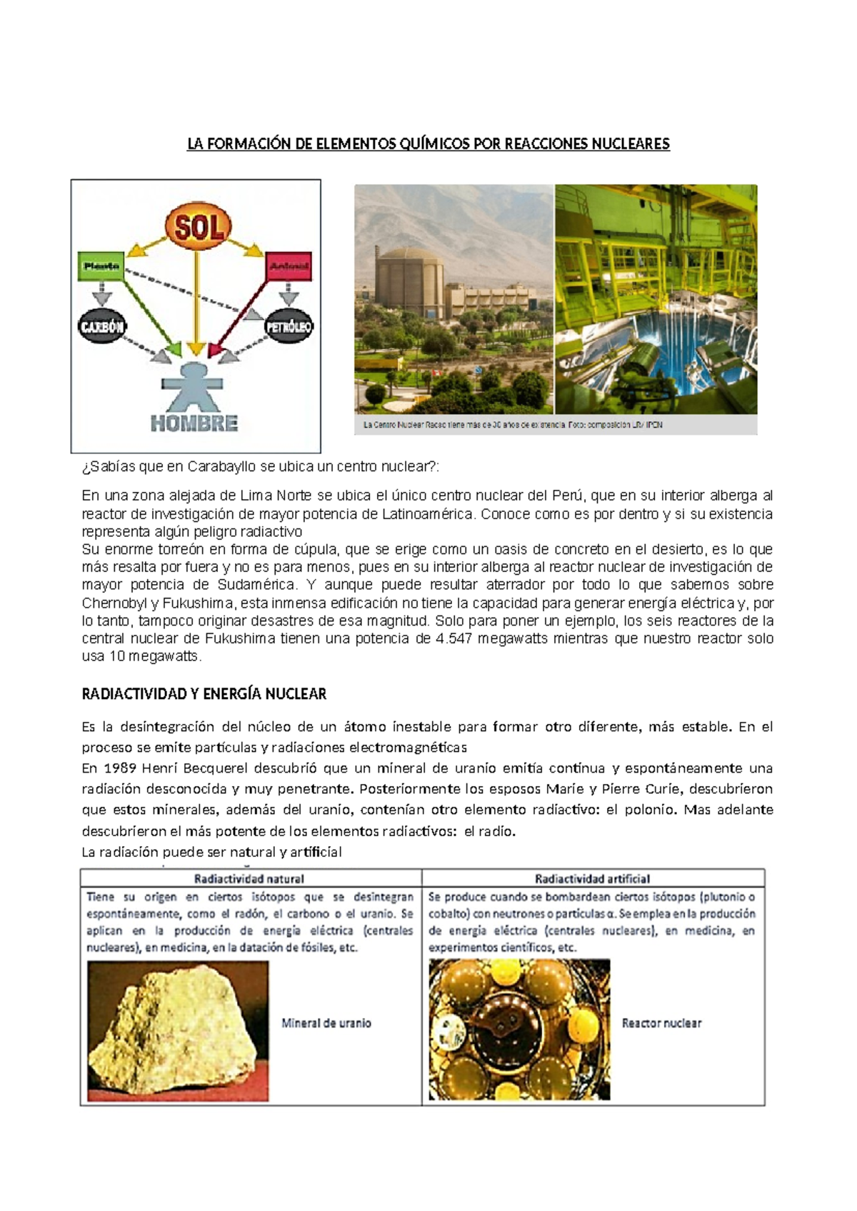 Ficha LA Formación DE Elementos Químicos POR Reacciones Nucleares - LA ...