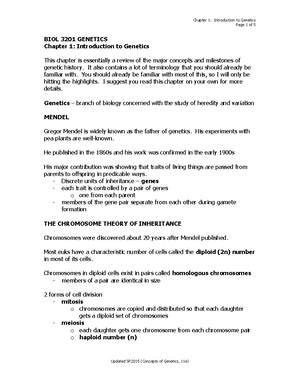 BIOL 3201 Chapter 4 - Extensions of Mendelian Genetics - Page 1 of 11 BIOL 3201 GENETICS Chapter ...