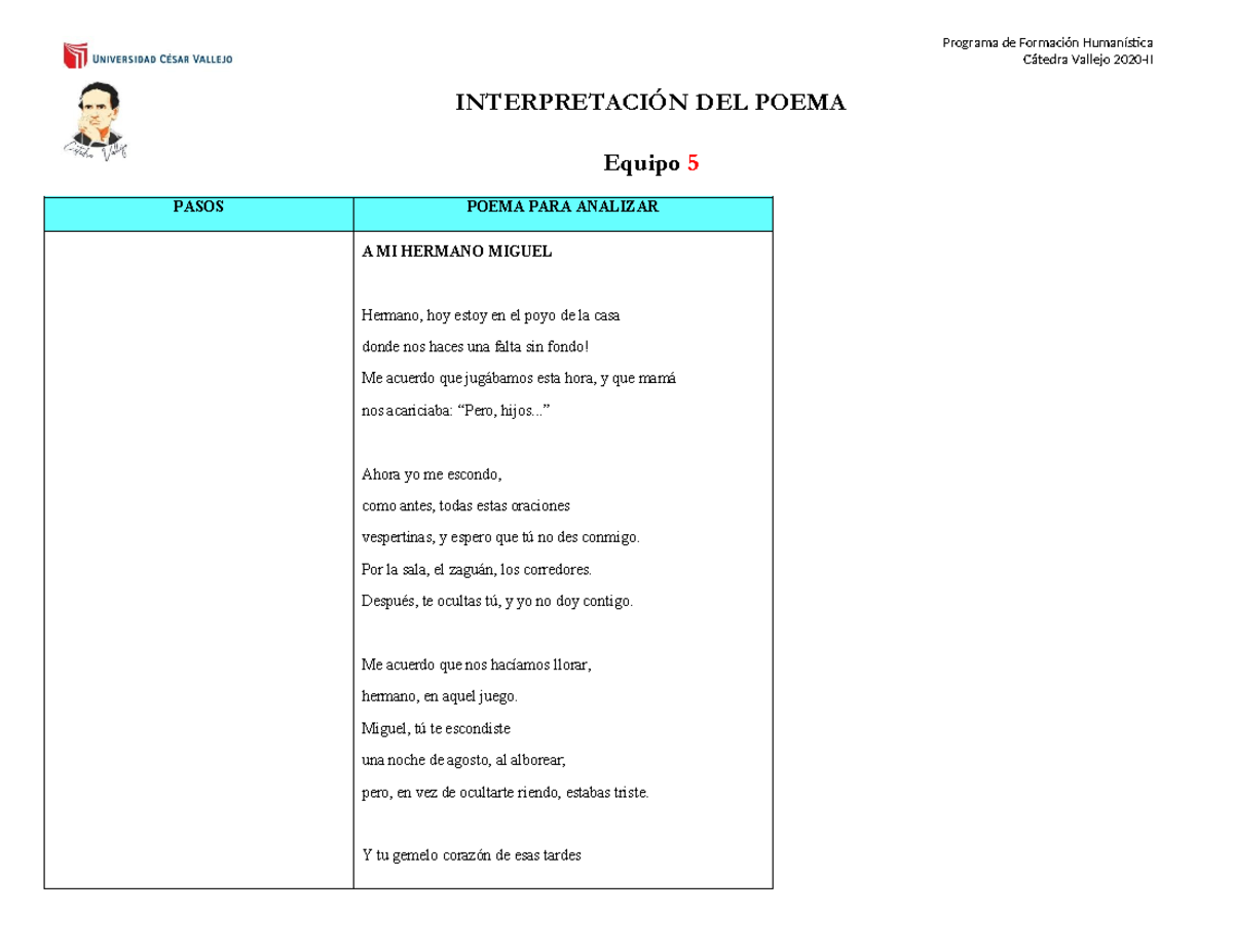 S3 Análisis DE Poema Equipo (1) (1) - Cátedra Vallejo 2020-II ...