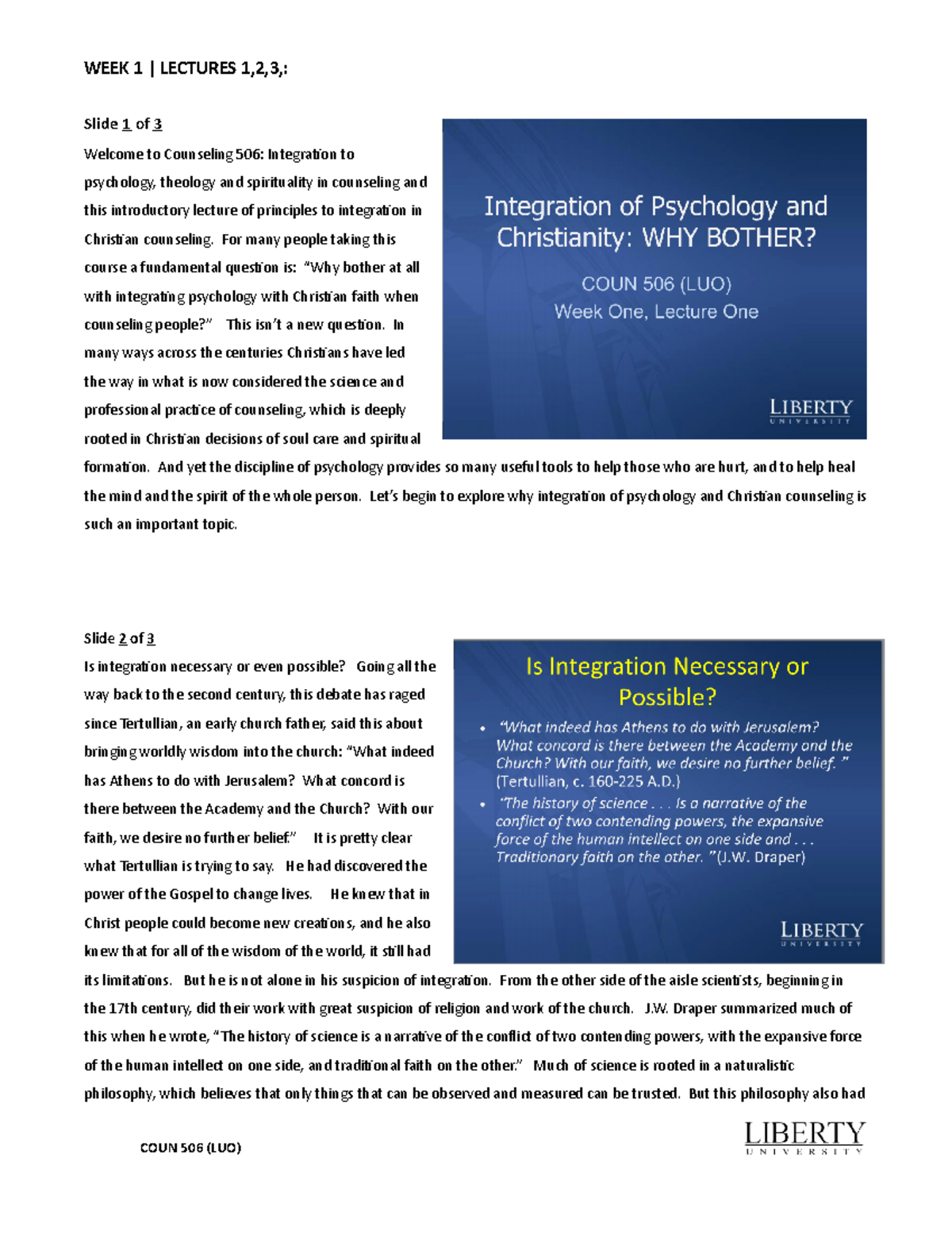 Week 1, Lectures - Because - WEEK 1 LECTURES 1,2,3,: Slide 1 of 3 ...