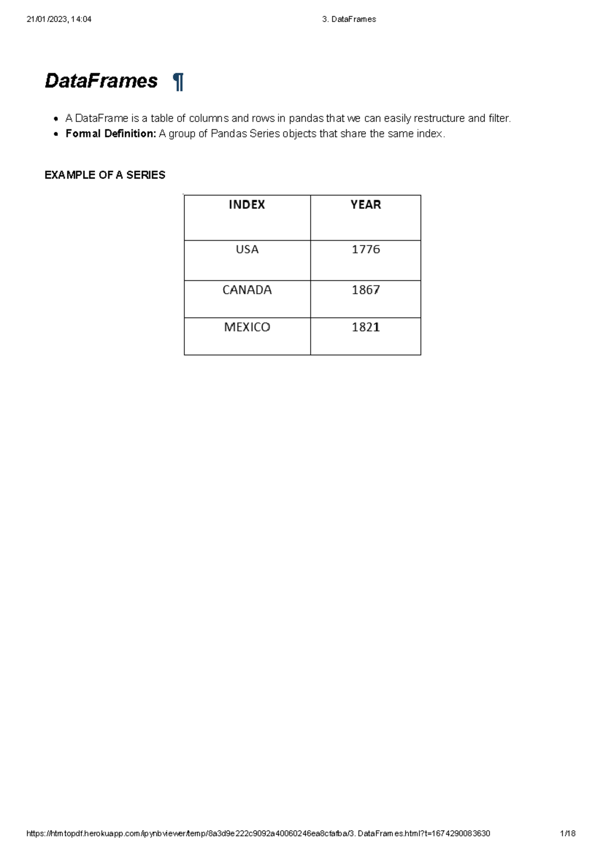 DataFrames Python - DataFrames ¶ A DataFrame is a table of columns and ...