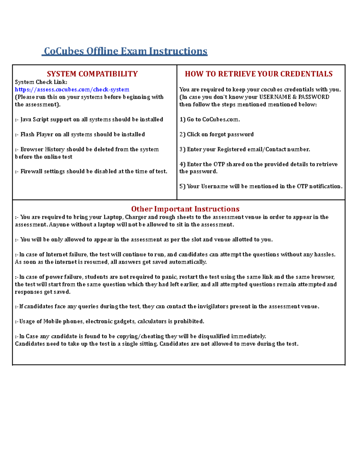Cocubes offline Assessment Instructions - CoCubes Offline Exam ...
