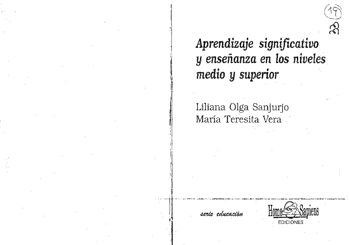 Sanjurjo y Vera.Aprendizaje Significativo y Enseñanza en el nivel medio y superior - Studocu