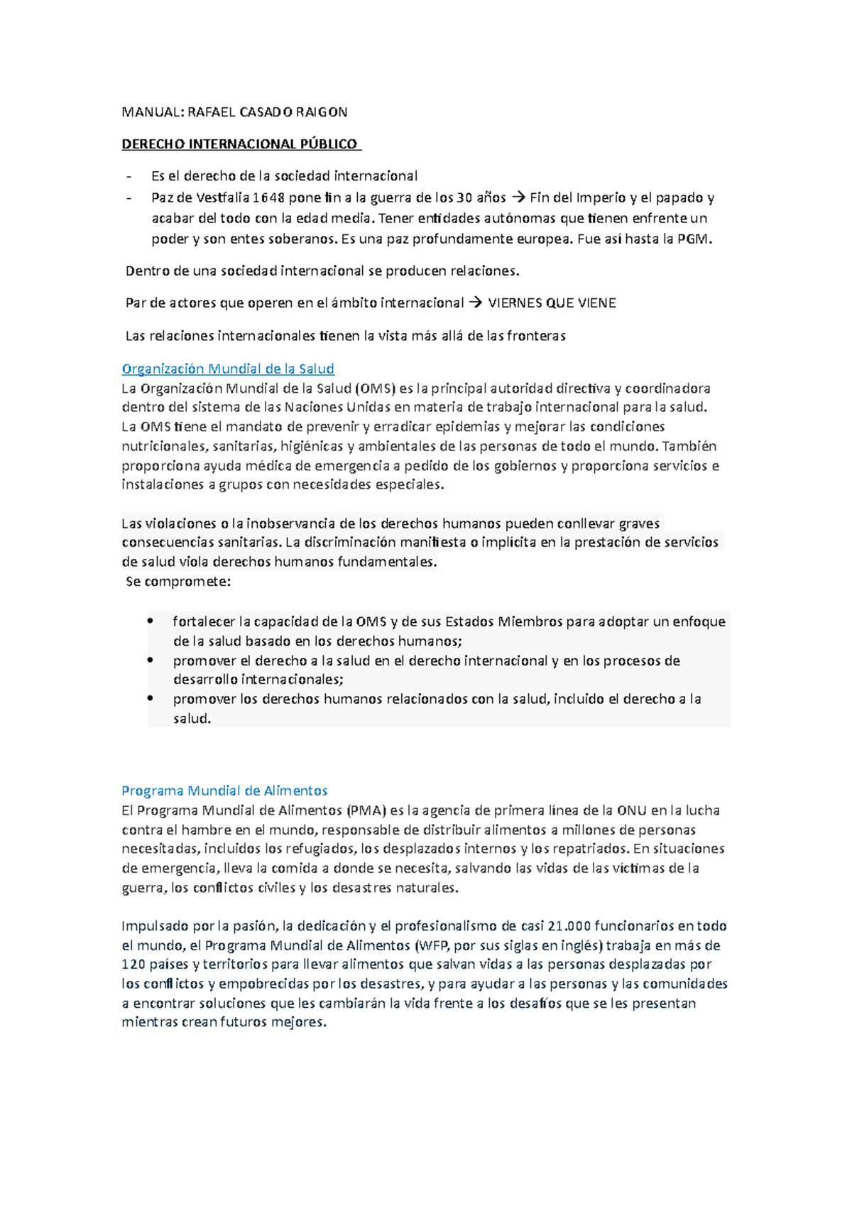 Apunts - efwf - MANUAL: RAFAEL CASADO RAIGON DERECHO INTERNACIONAL ...