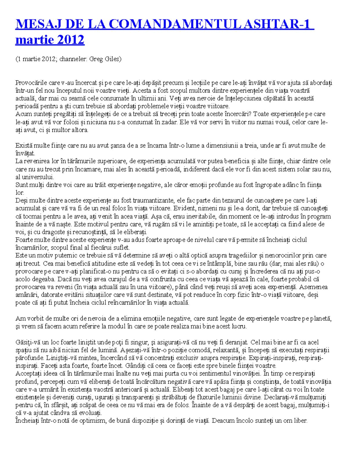 Mesaj DE LA Comandamentul Ashtar - MESAJ DE LA COMANDAMENTUL ASHTAR- martie 2012 (1 martie 2012 ...