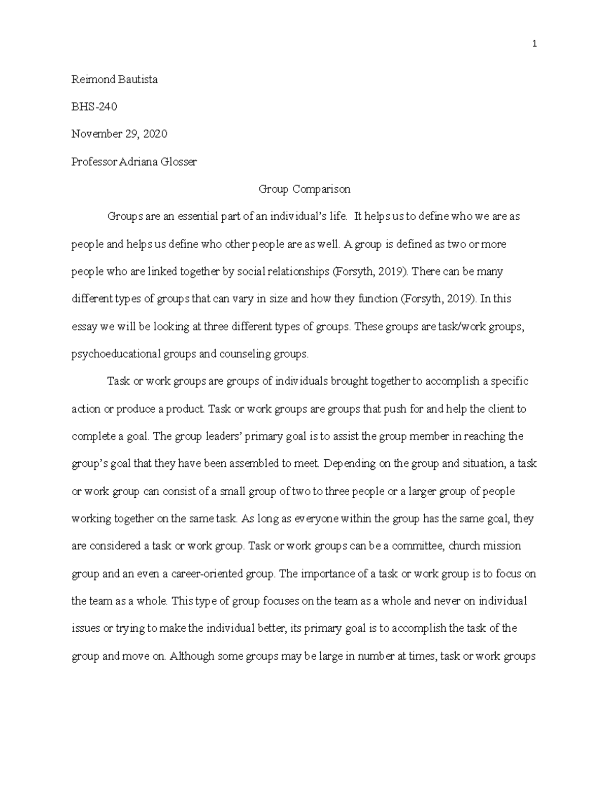 Group Comparison Essay - Reimond Bautista BHS- November 29, 2020 ...