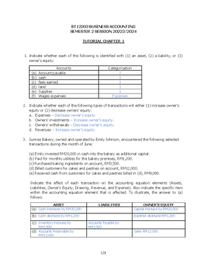 BT12203- Tutorial Chapter 4-2324- 2 - BT12203 BUSINESS ACCOUNTING ...