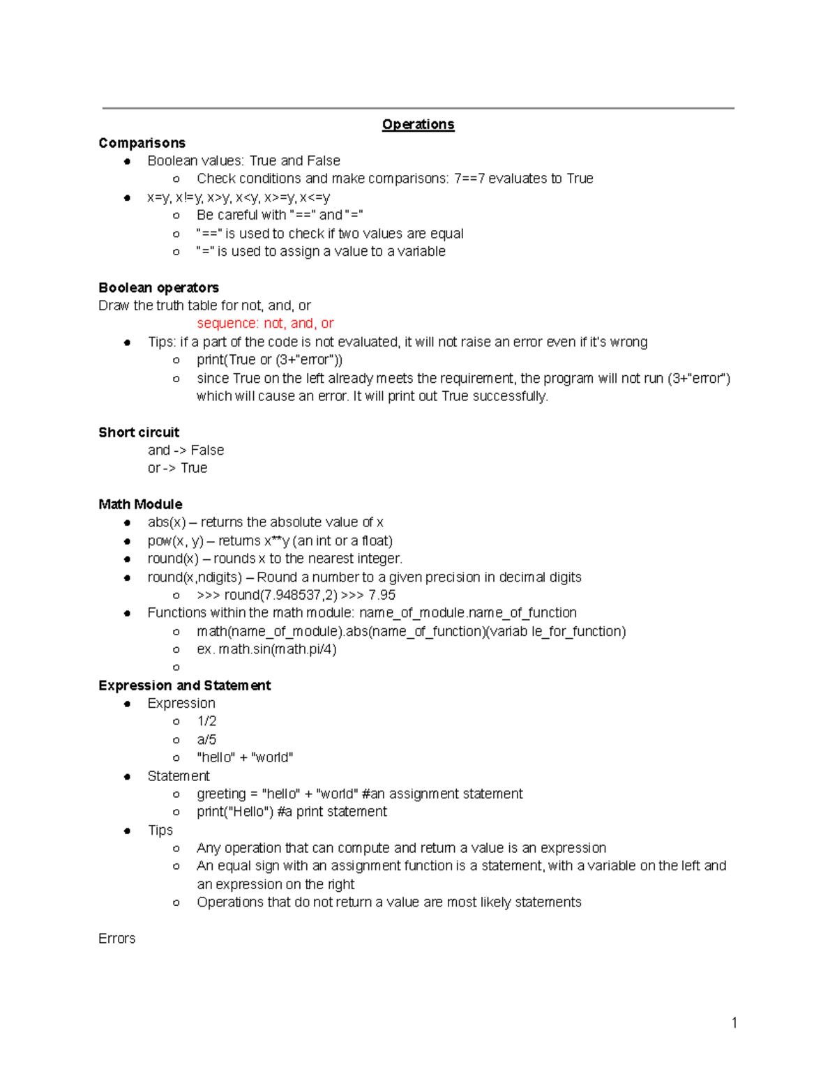Comp 202 Master Note - This is a summary of knowledge from lecture 2 to lecture 14, for midterm ...