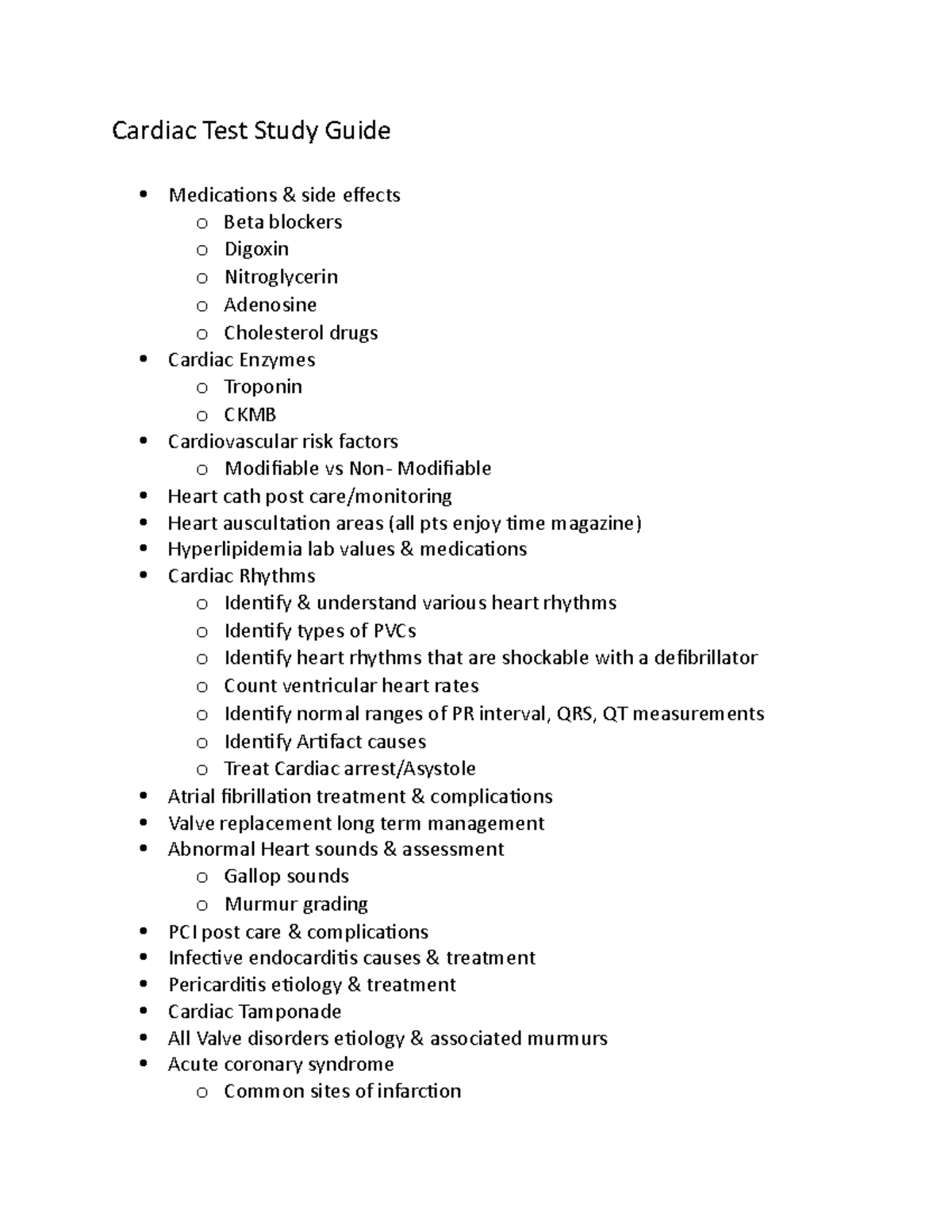 Cardiac study guide 2236CARDIAC LECTURE NOTES FOR EKG STRIPS THAT GOES ...