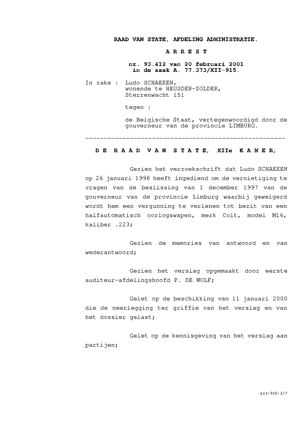 Arrest raad van state - oefeningen - Rechtsmethodiek - UAntwerpen - Studocu
