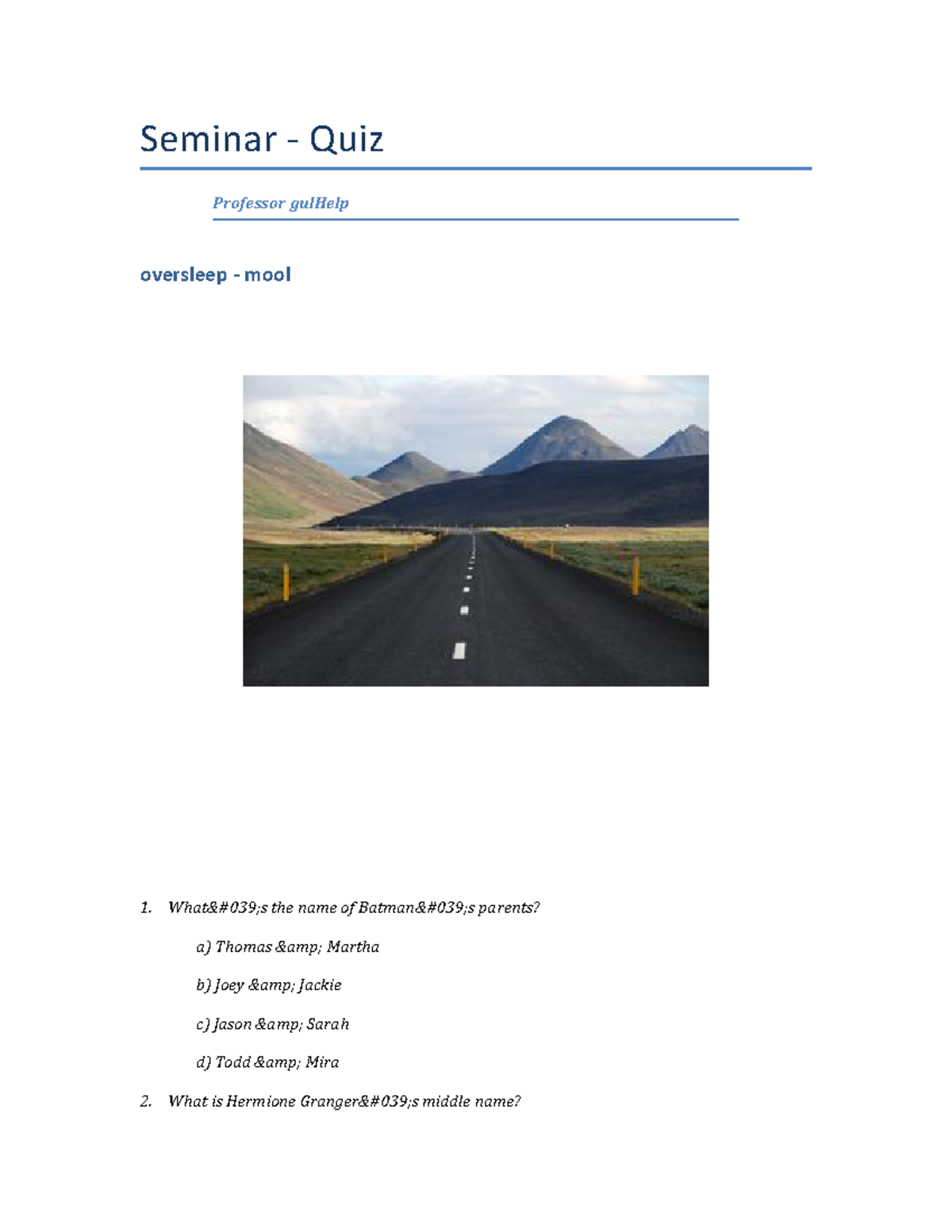 Algorithm Essay - Spring Semester 2017 - Seminar - Quiz Professor gulHelp oversleep - mool - Studocu