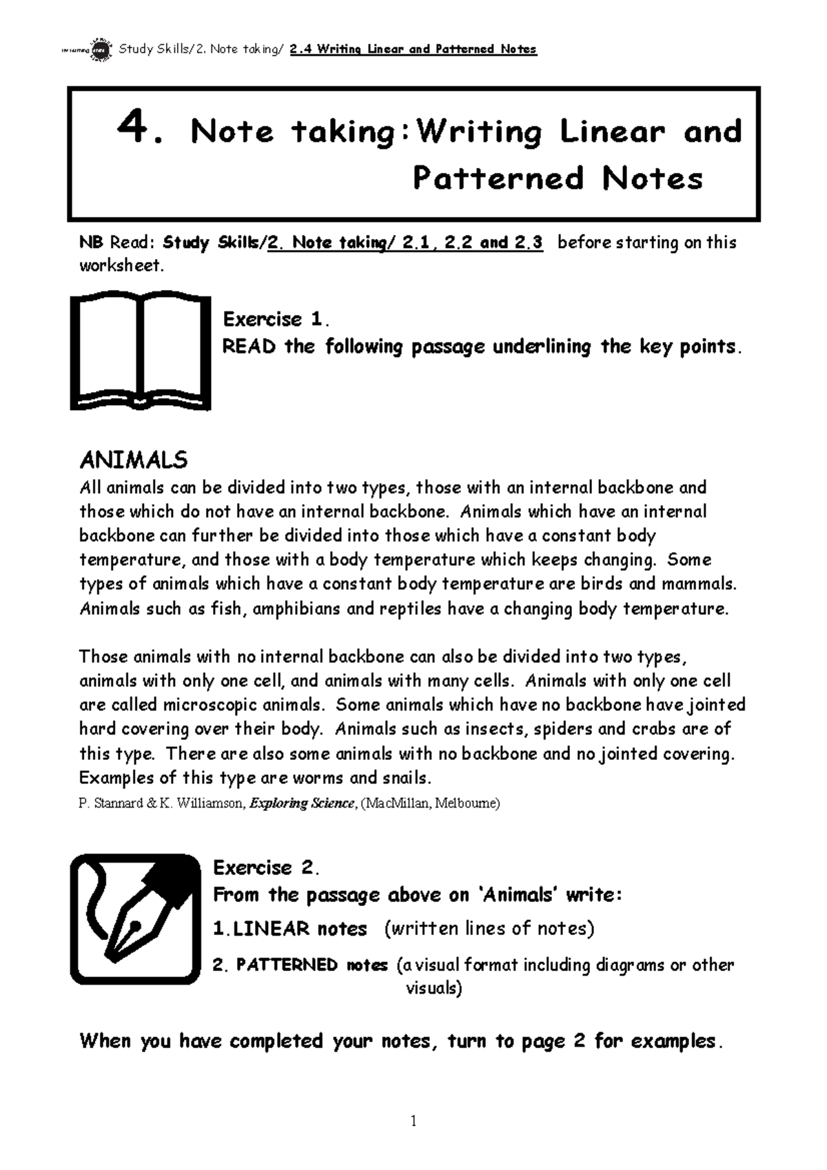 Linear and patterned notes - L E A R N E R the learning Scentre E R V I ...