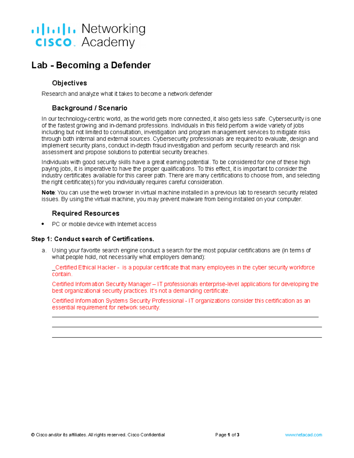 1.2.2.5 Lab - Becoming a Defender - Lab - Becoming a Defender ...